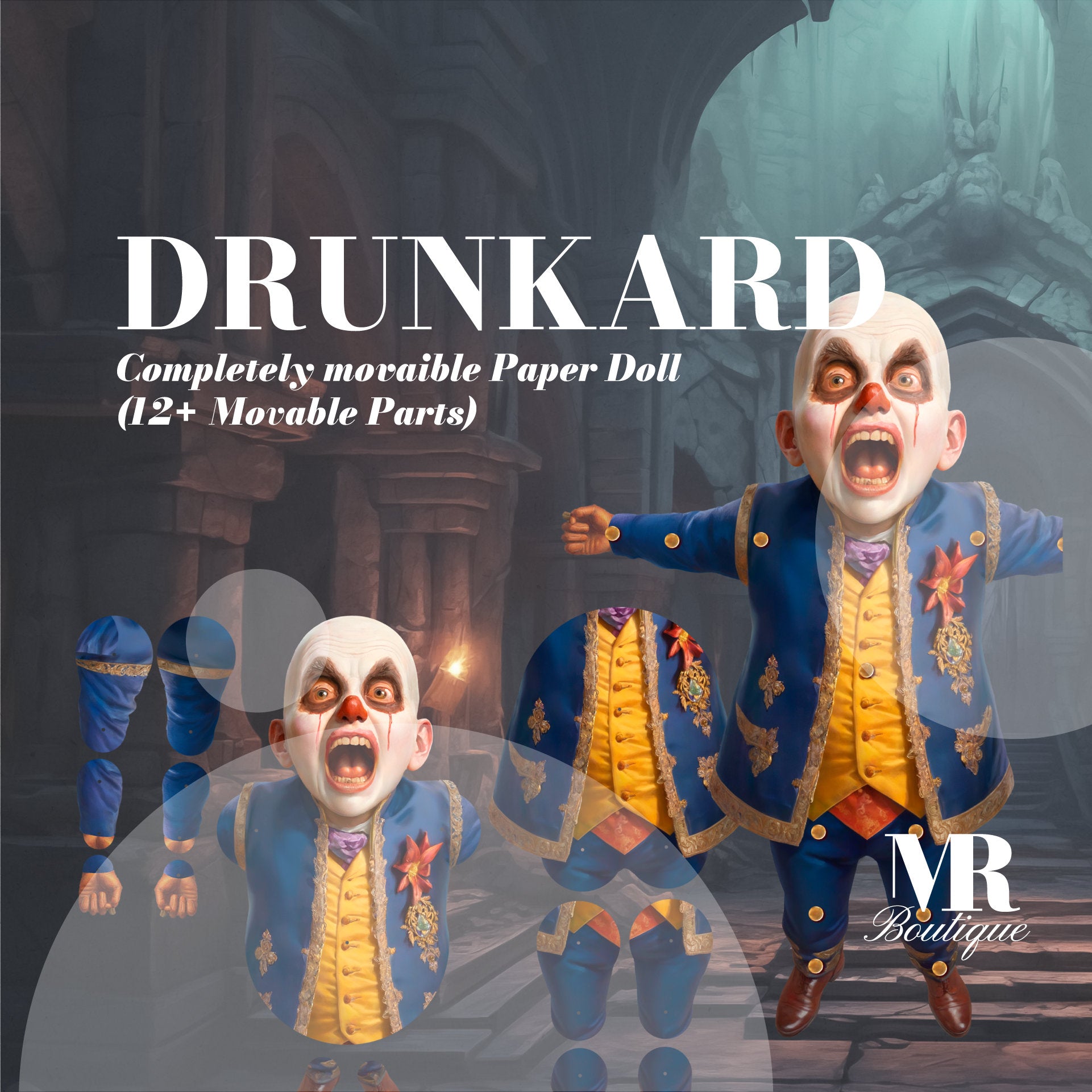 Drunkard Jester Movable Paper Doll
